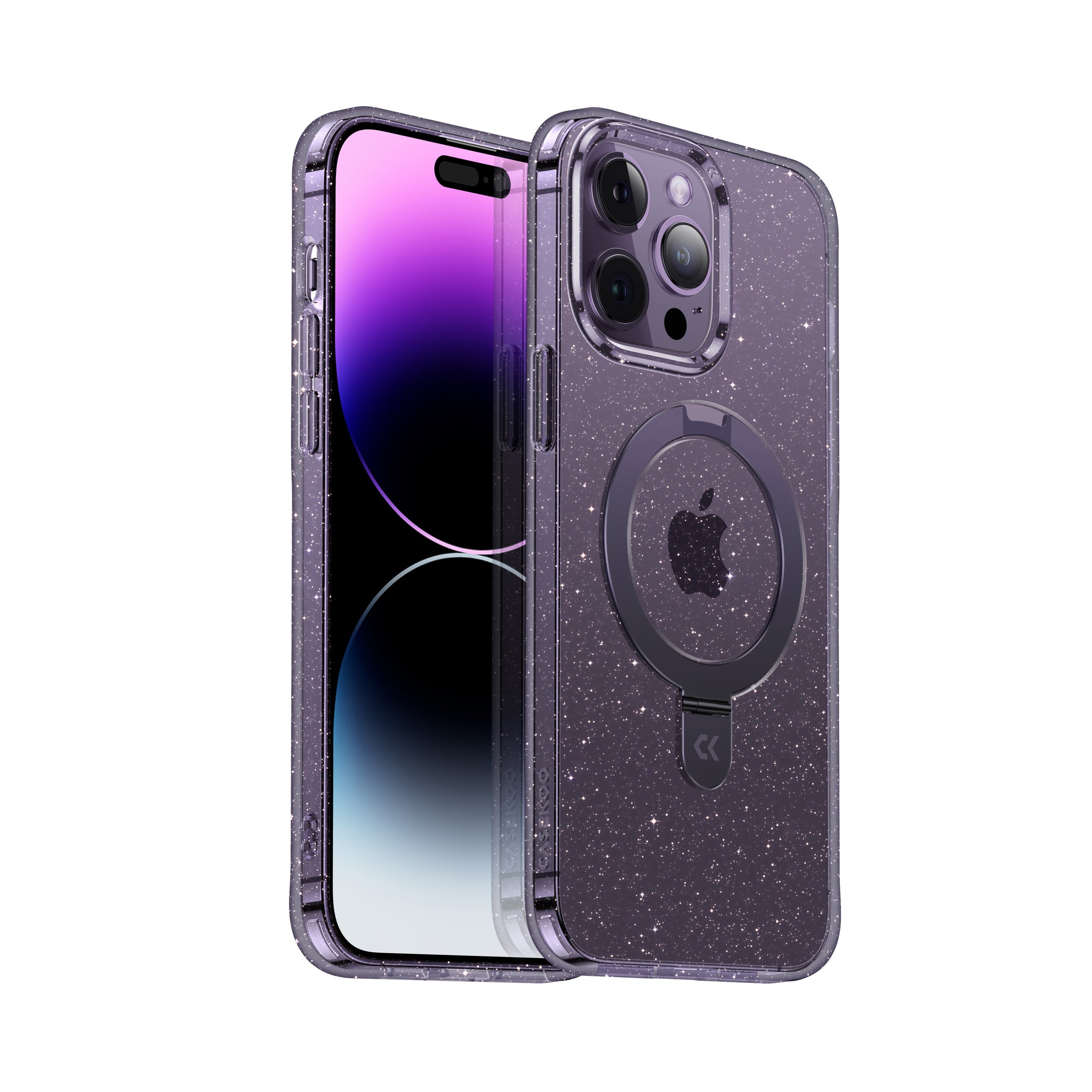 CASEKOO iPhone Glitter Clear Slim Phone Case with Built-in Magnetic Ki