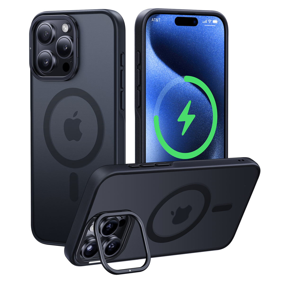 CASEKOO iPhone Matte Anti-Fingerprint Slim Phone Case with Kick Stand